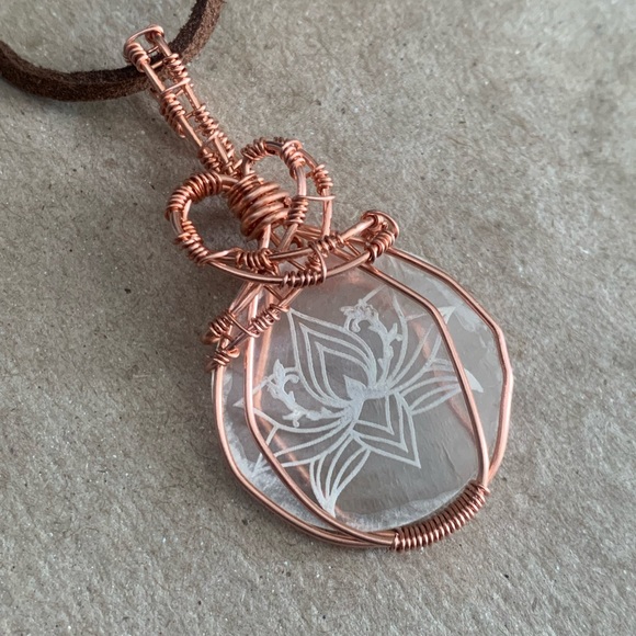 Hand Crafted | Jewelry | Lotus Etched Wire Wrapped Capiz Shell | Poshmark